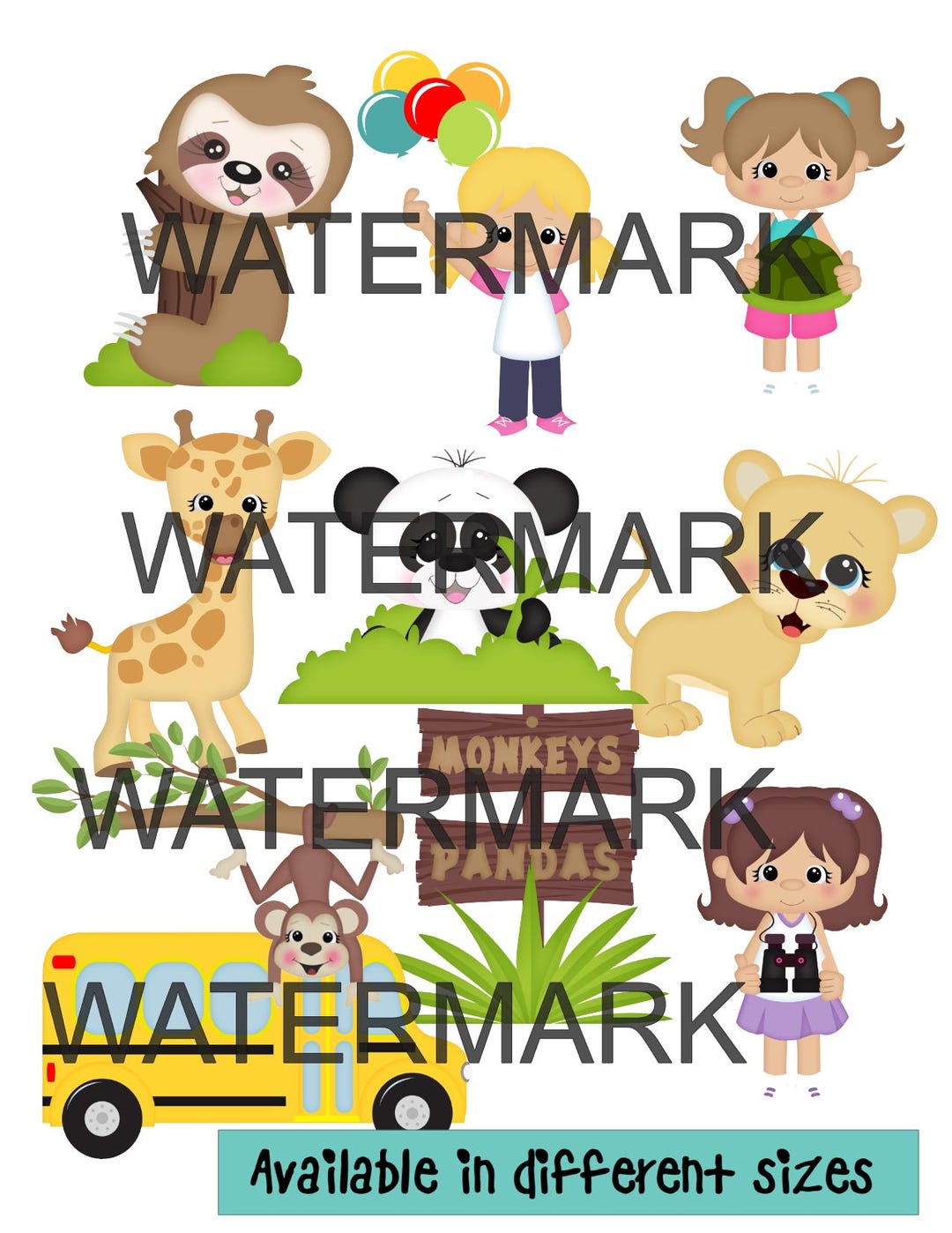Safari Day School Trip Friends Theme Paper Cutouts Decoration Card ...
