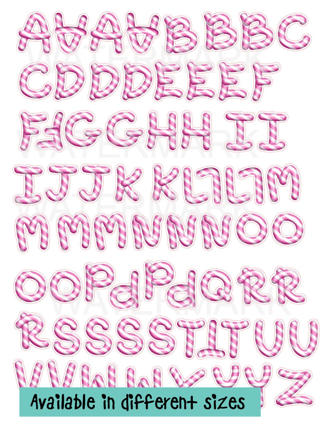 Letters Pink Land Stripe Candy for Decoration Birthdays Toppers Banners ...