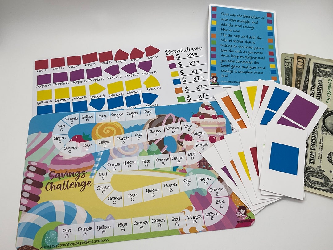 Printable Downloadable Board Game Savings Challenge Money Cash Stuffing ...