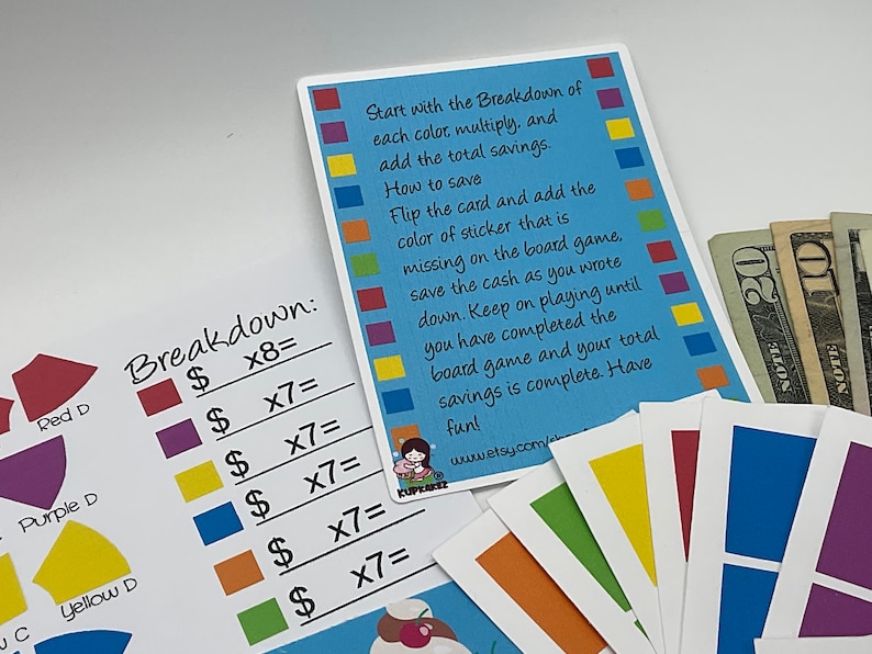 Printable Downloadable Board Game Savings Challenge Money Cash Stuffing ...