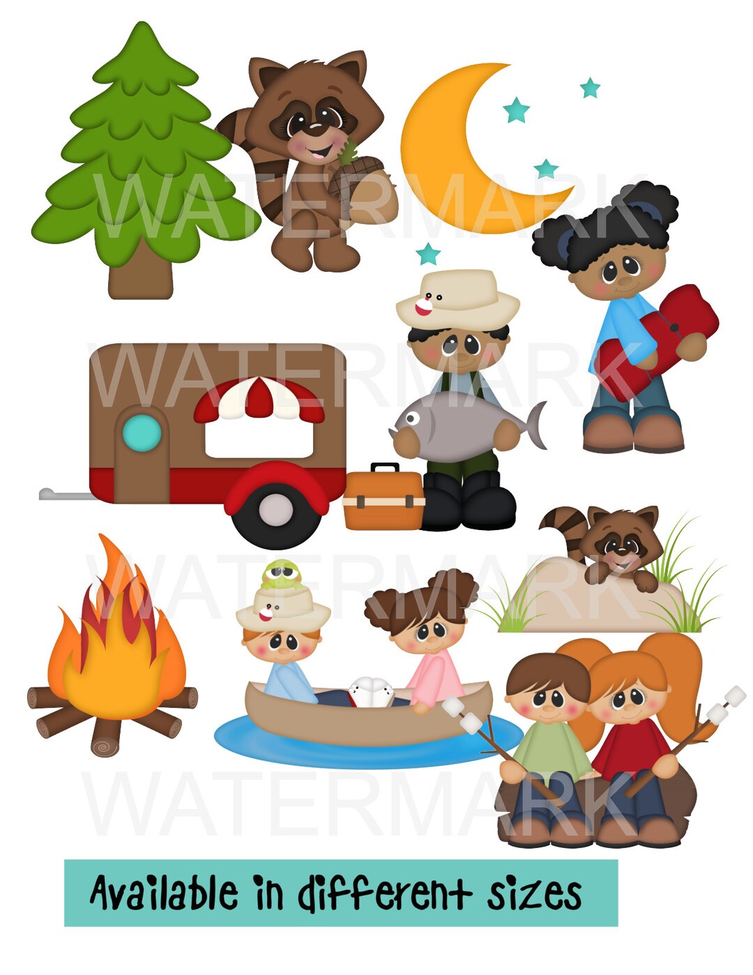 Camping Outdoors Fishing Smores Campfire Cutouts Birthdays Toppers ...
