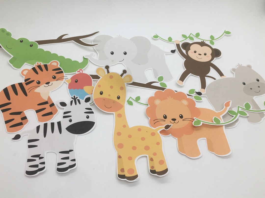 Animals Zoo Safari Elephant Lion Zebra Tiger Giraffe Alligator Diecuts ...