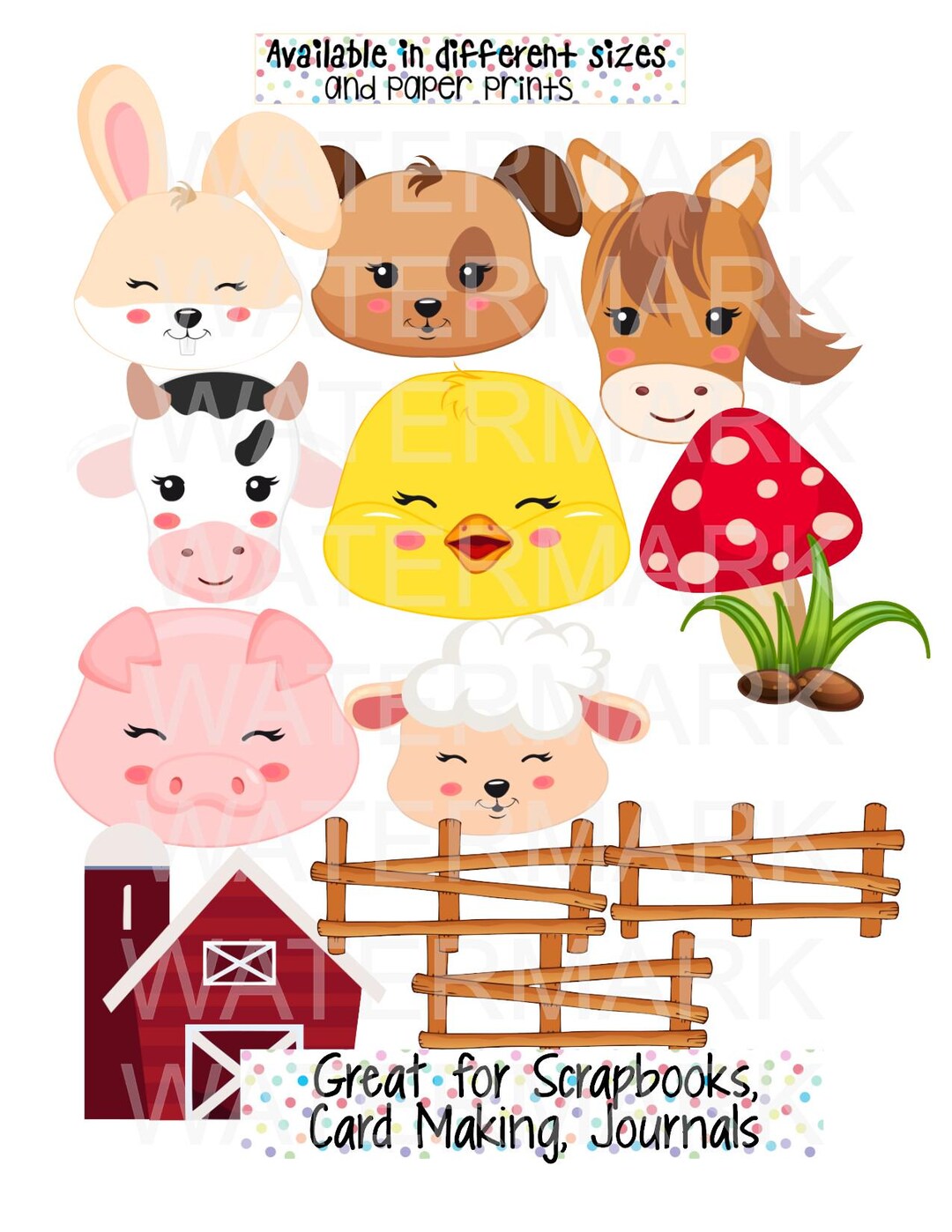 Farm Animals Red Barn Prints Cutouts Birthdays Toppers Banners Parties ...