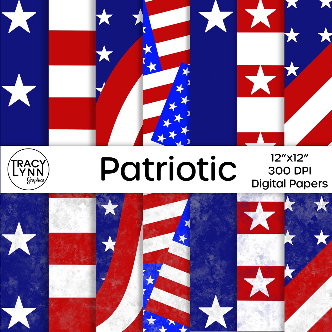Patriotic Digital Scrapbook Papers - Etsy