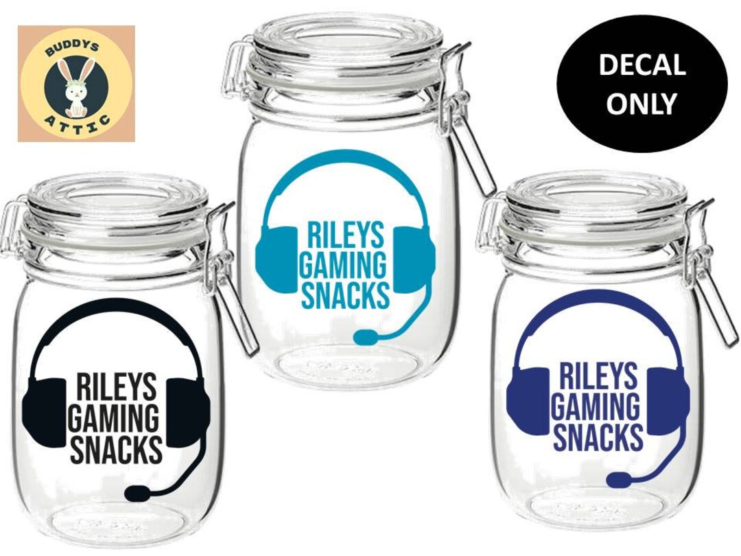 Personalised Sticker/ Decal for Gaming Treats Jar. Gamers Sweets / Gift ...