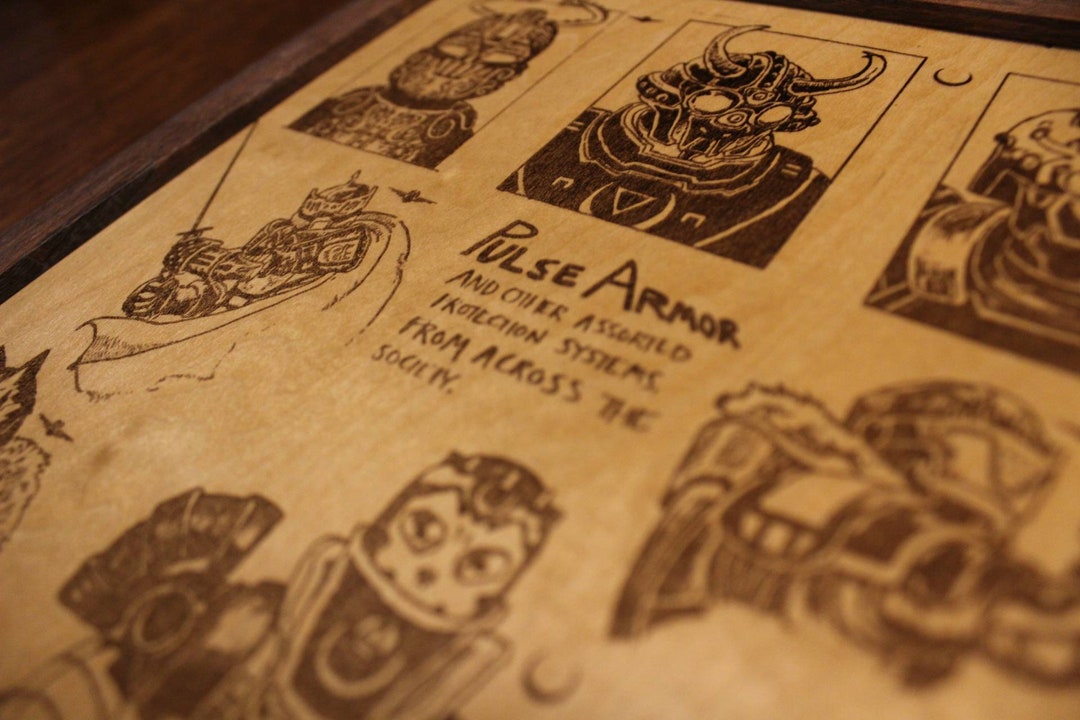 Wood Engraved Red Rising Graphic - Pulse Armor - Etsy