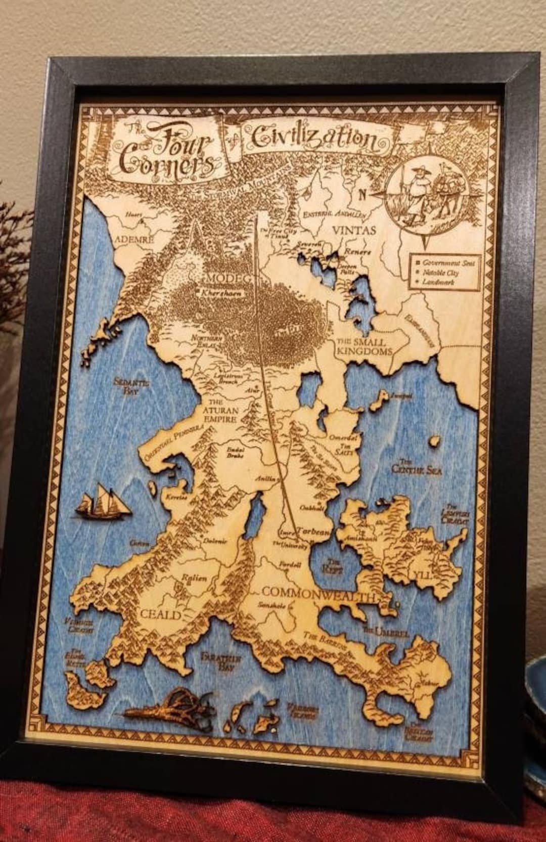3D Wood Engraved Map of the World From the Kingkiller Chronicles Map - Etsy