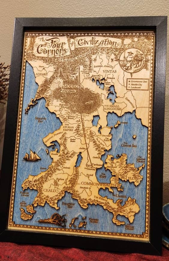 3D Wood Engraved Map of the World From the Kingkiller Chronicles Map - Etsy
