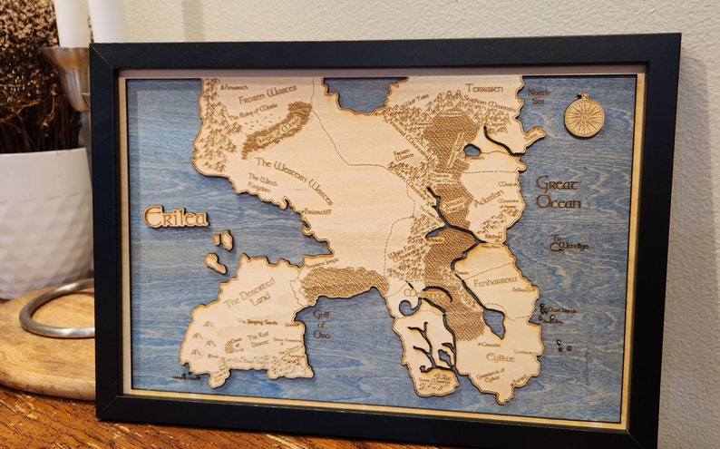3D Wood Engraved Throne of Glass Map Erilea Map - Etsy