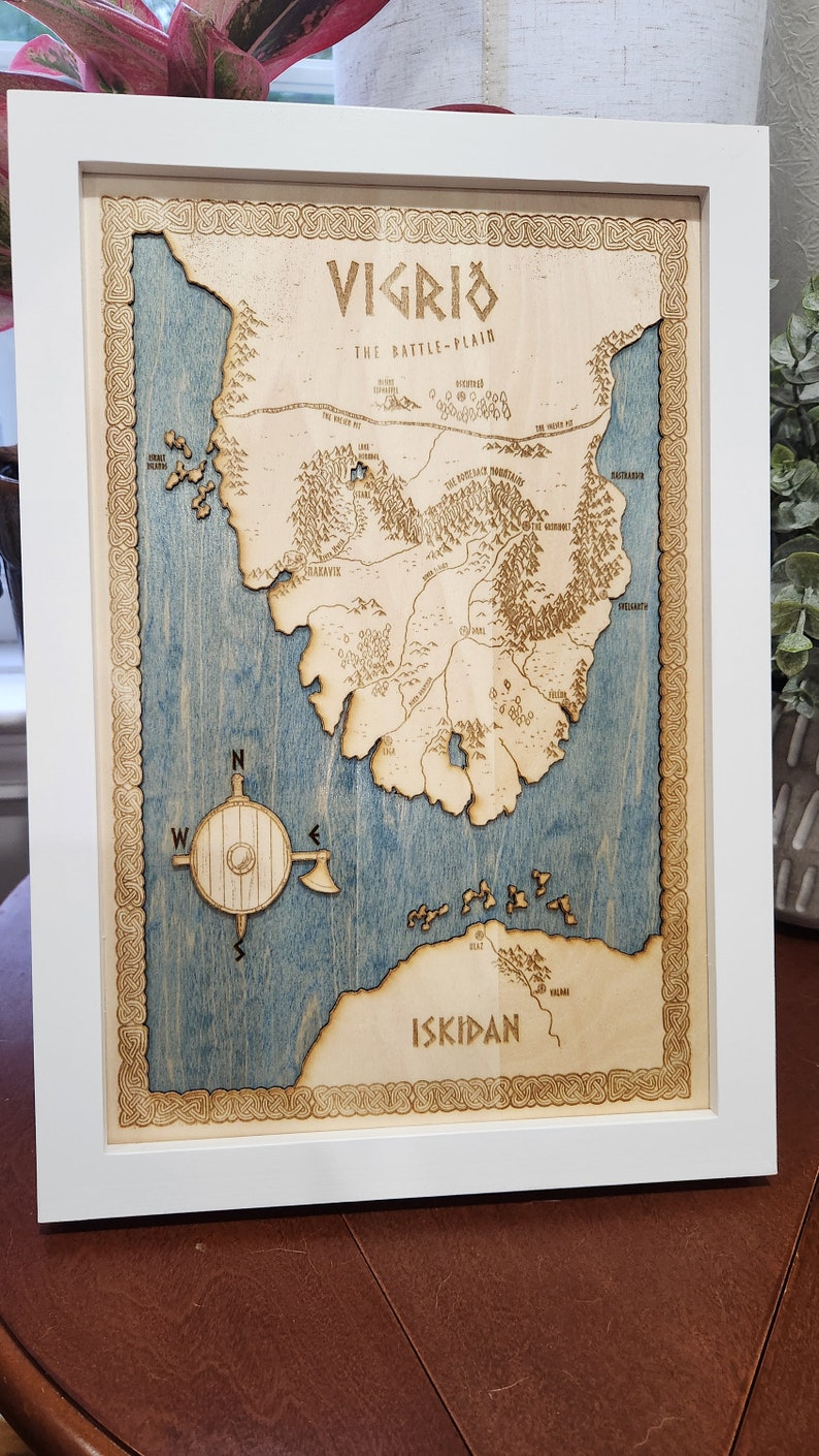 3D Wood Engraved Shadow of the Gods Map From the Bloodsworn Trilogy Map ...