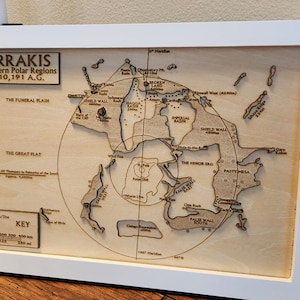 3D Wood Engraved Map of Arrakis Dune Map - Etsy