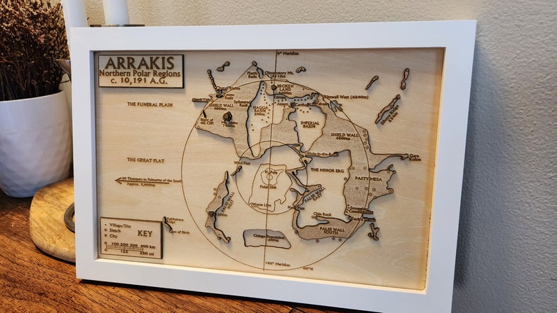 3D Wood Engraved Map of Arrakis Dune Map - Etsy
