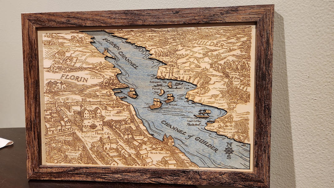 3D Wood Engraved Princess Bride Map - Etsy