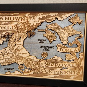 3D Wood Engraved Map of the Royal Continent, Graceling Map Torla Map - Etsy