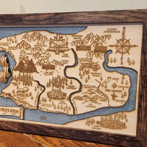 3D Wood Engraved Map of Prydain Chronicles - Etsy