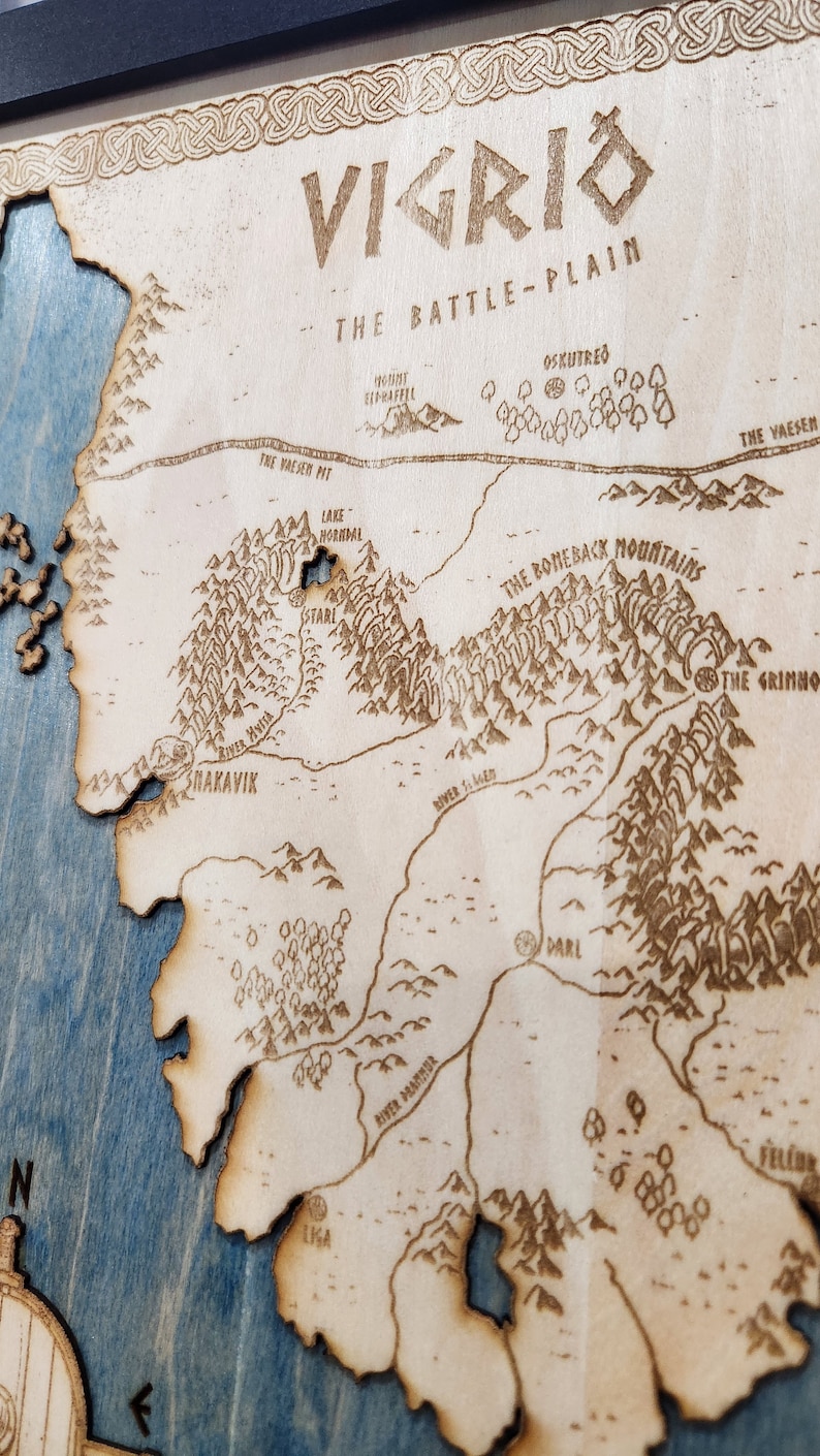 3D Wood Engraved Shadow of the Gods Map From the Bloodsworn Trilogy Map ...