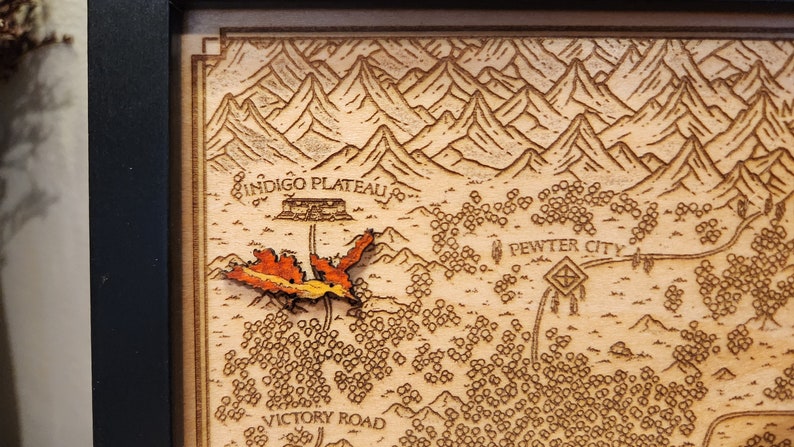 3D Wood Engraved Map of Kanto Pokemon Map - Etsy