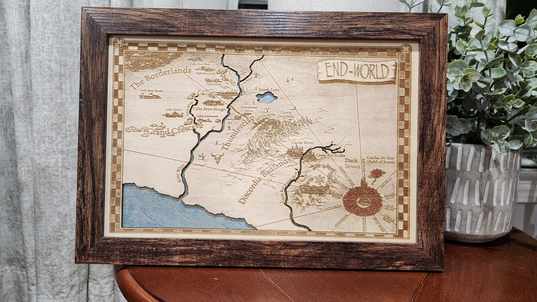 3D Wood Engraved Dark Tower Map End World Map - Etsy