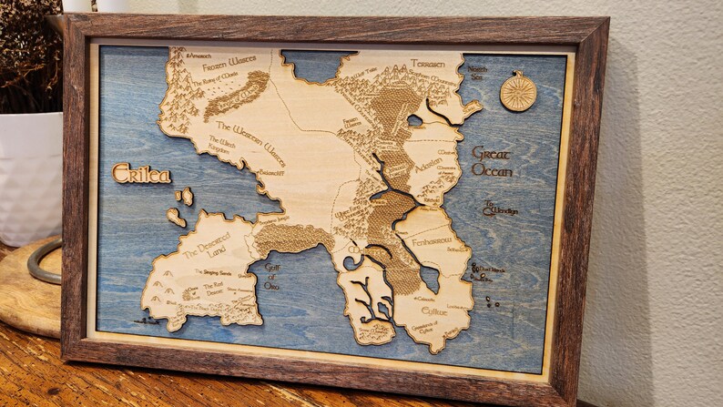 3D Wood Engraved Throne of Glass Map Erilea Map - Etsy