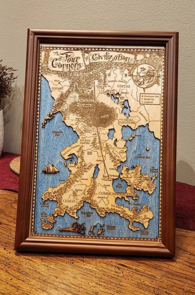 3D Wood Engraved Map of the World From the Kingkiller - Etsy