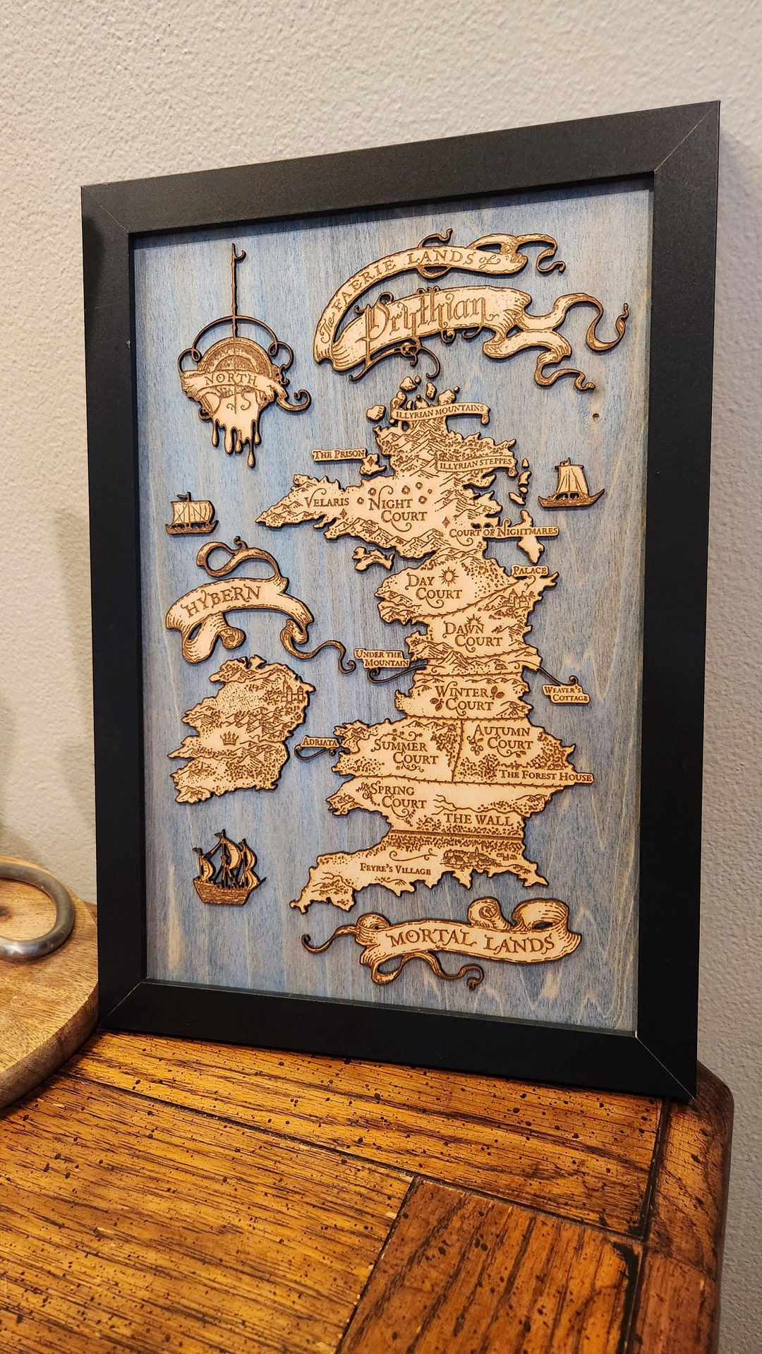 3D Wood Engraved Prythian Map ACOTAR Map - Etsy