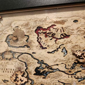 3D Wood Engraved Map of Hyrule Zelda Map Hyrule Map Tears of the ...