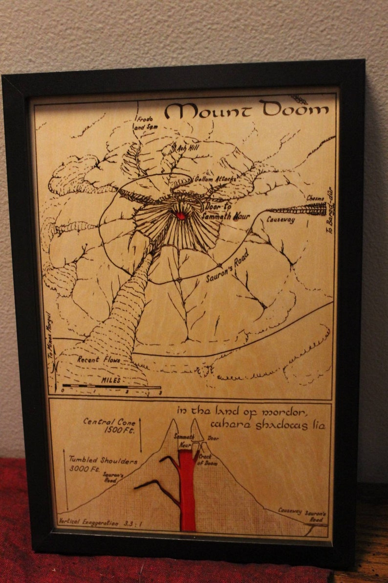 3D Wood Engraved Lotr Map of Mount Doom Map Lord of the Rings - Etsy
