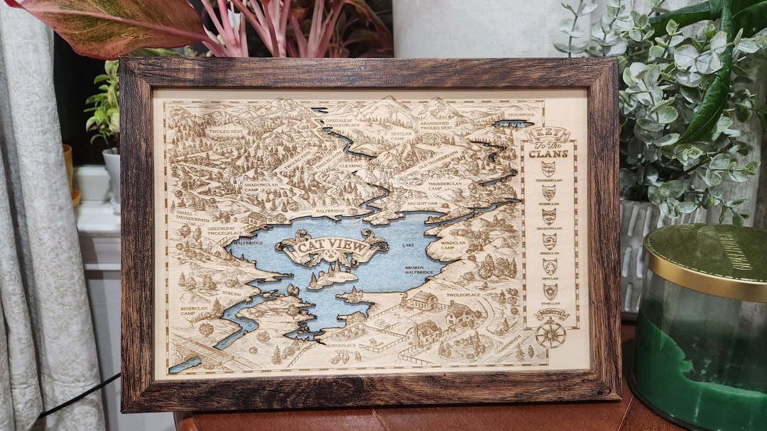 3D Wood Engraved Warrior Cat Map Warriors Map Lake Area - Etsy