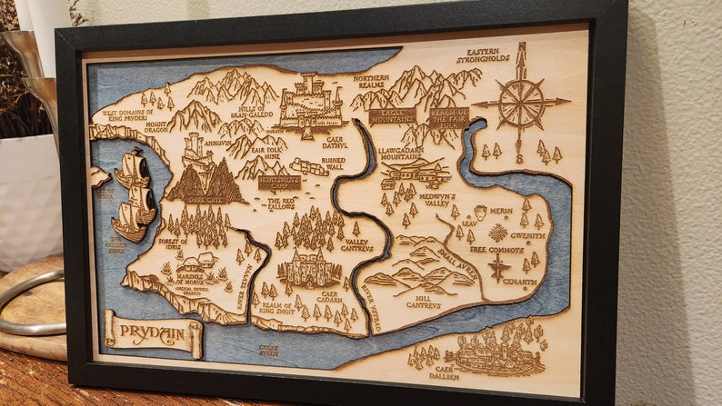 3D Wood Engraved Map of Prydain Chronicles - Etsy