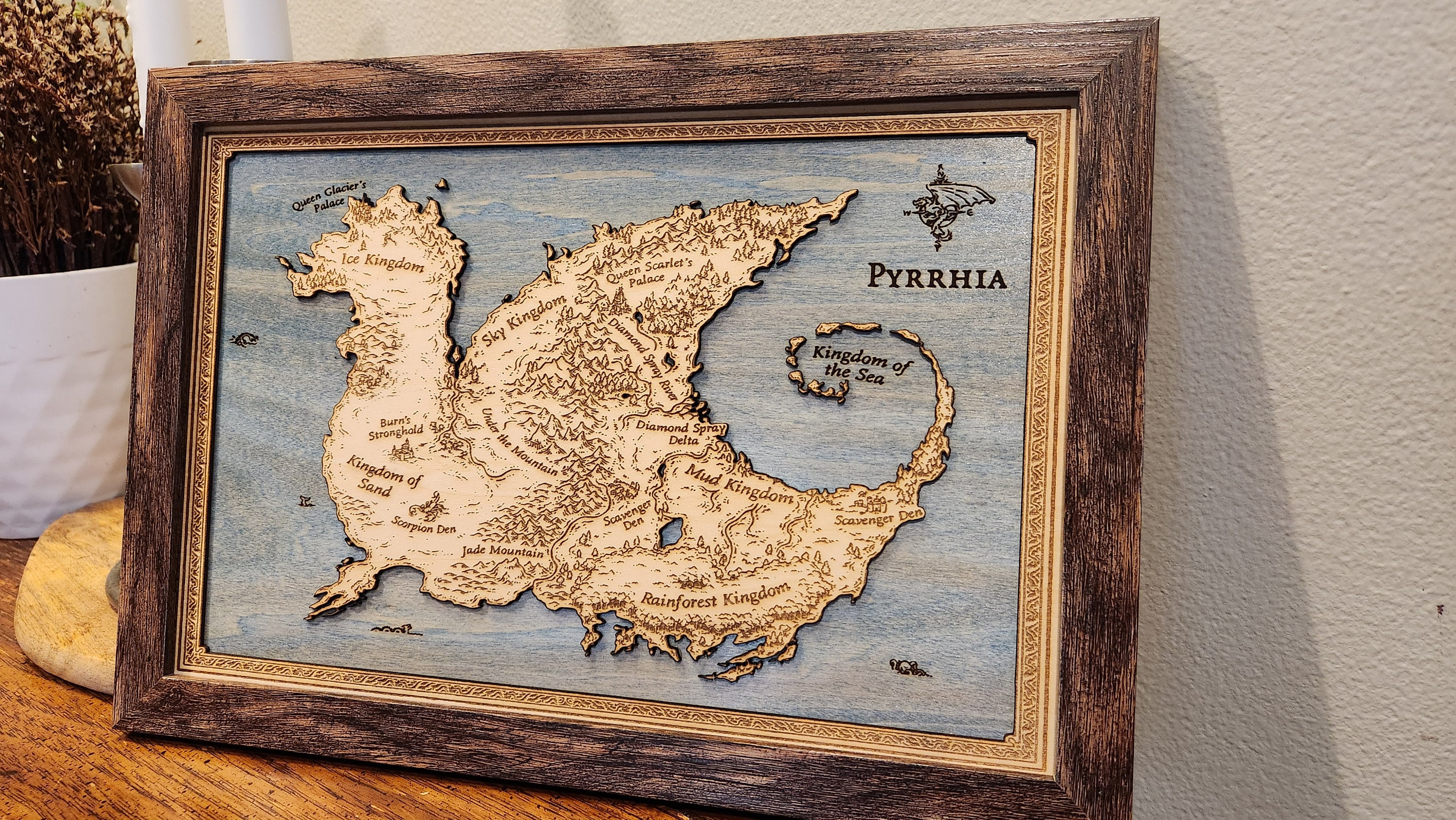 3D Wood Engraved Map of Pyrrhia Wings of Fire Map - Etsy
