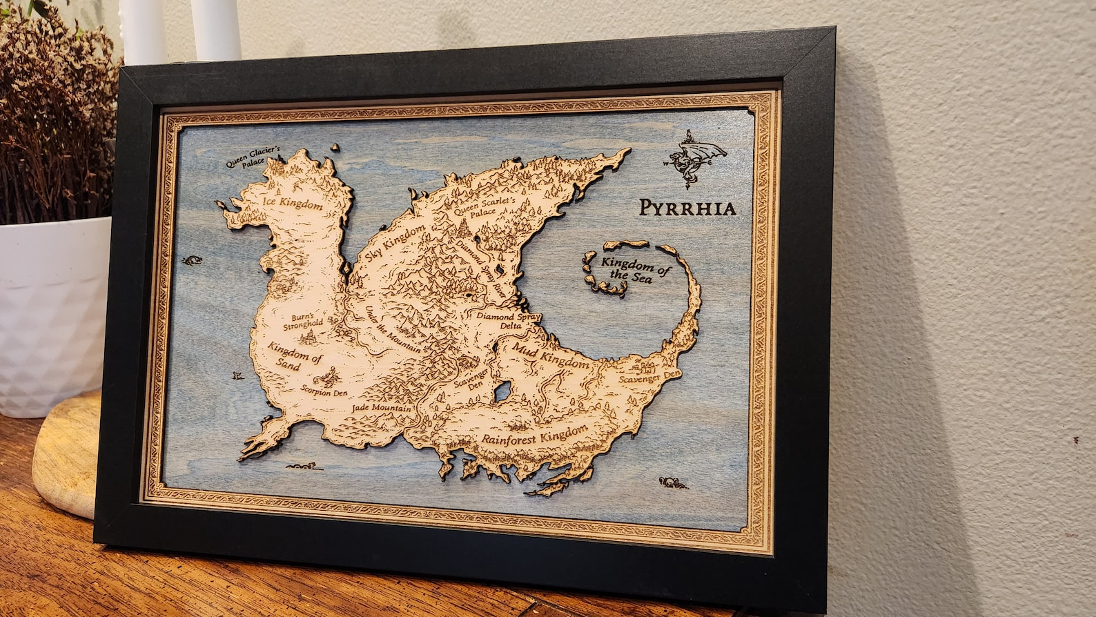 3D Wood Engraved Map of Pyrrhia Wings of Fire Map - Etsy