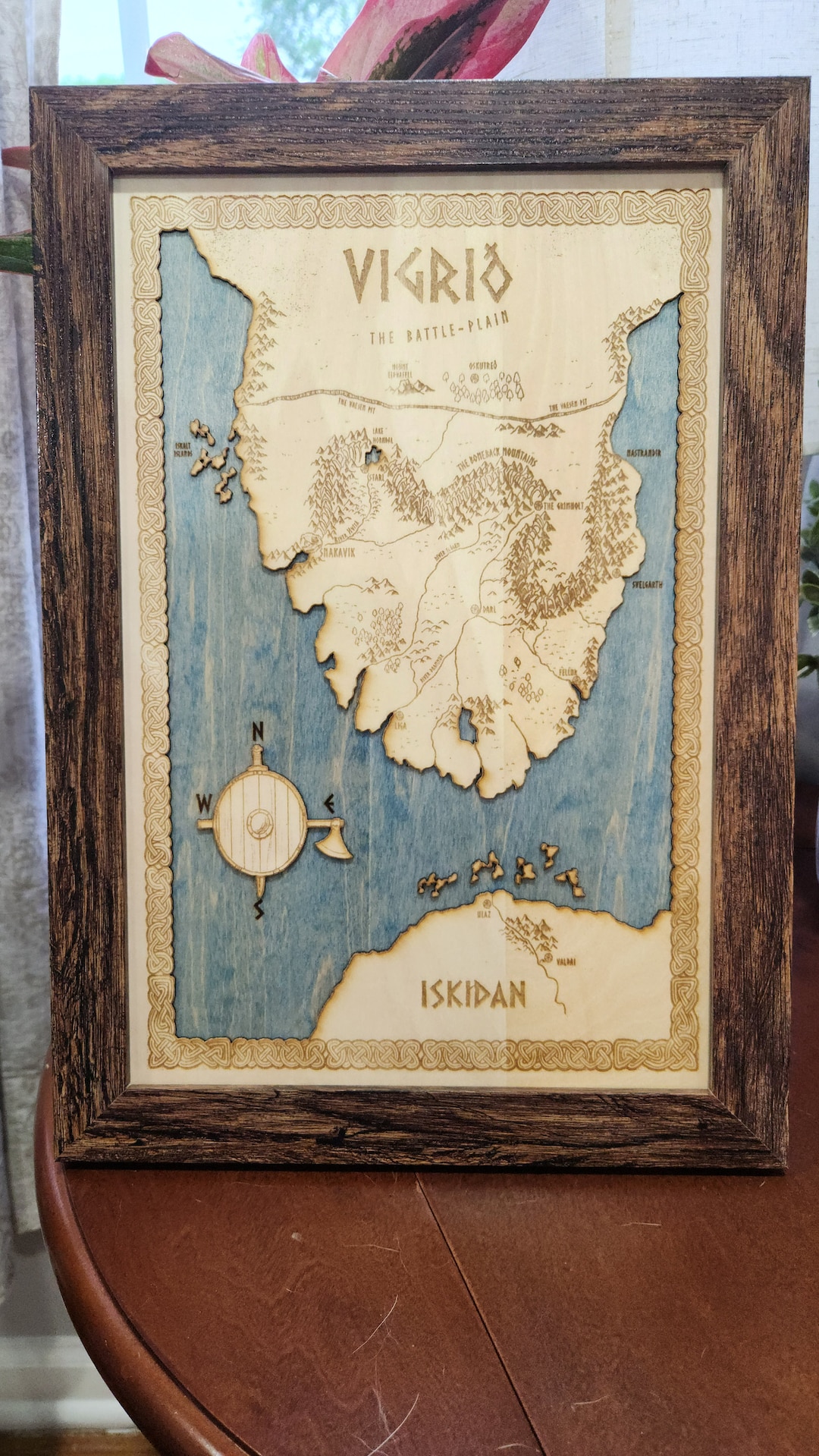 3D Wood Engraved Shadow of the Gods Map From the Bloodsworn Trilogy Map ...