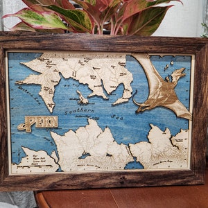 3D Wood Engraved Map of Pern - Etsy