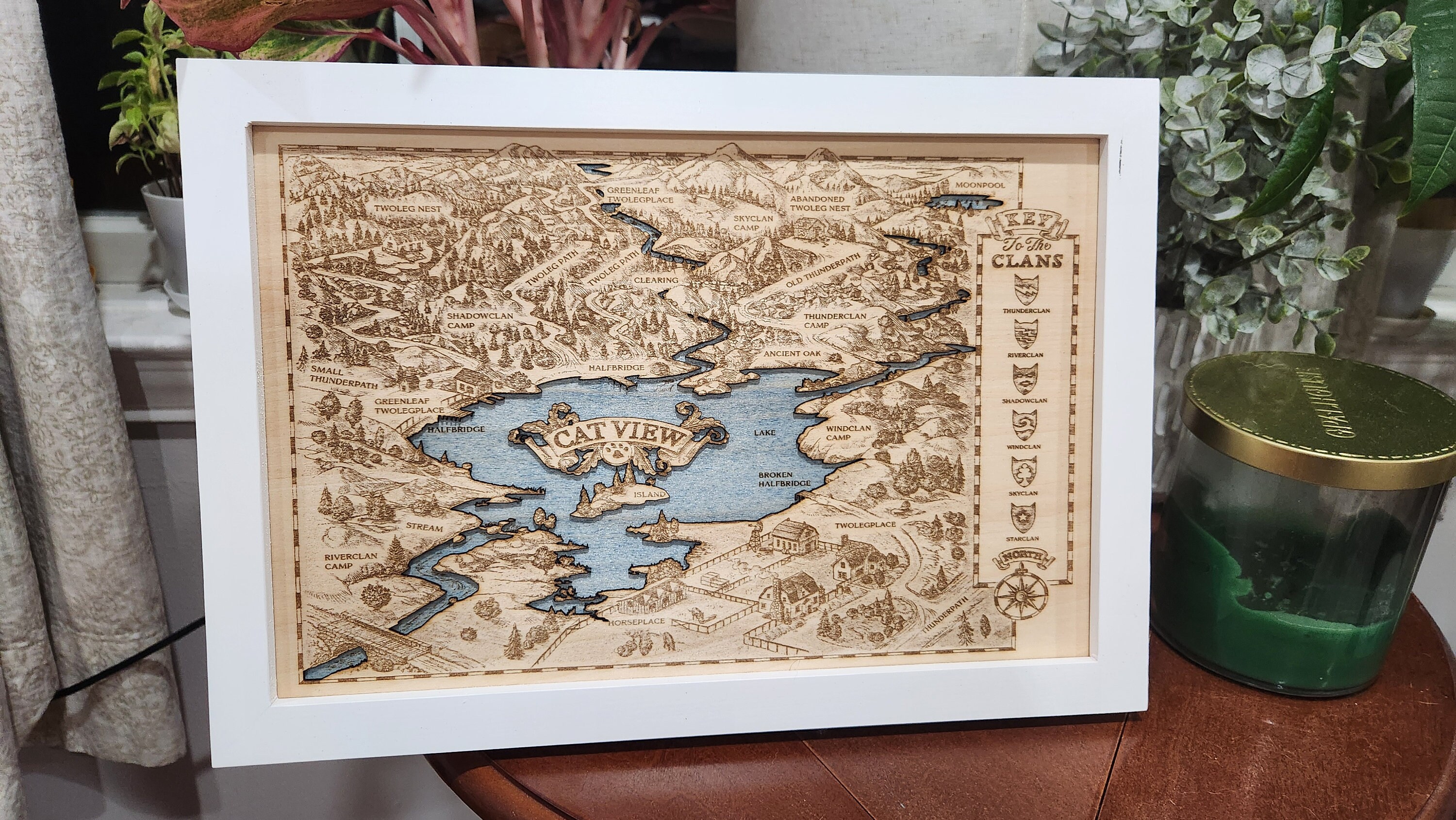 3d Wood Engraved Warrior Cat Map Warriors Map Lake Area Etsy