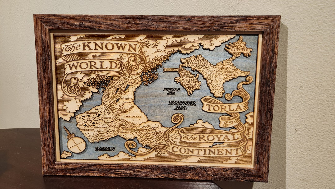3D Wood Engraved Map of the Royal Continent, Graceling Map Torla Map - Etsy
