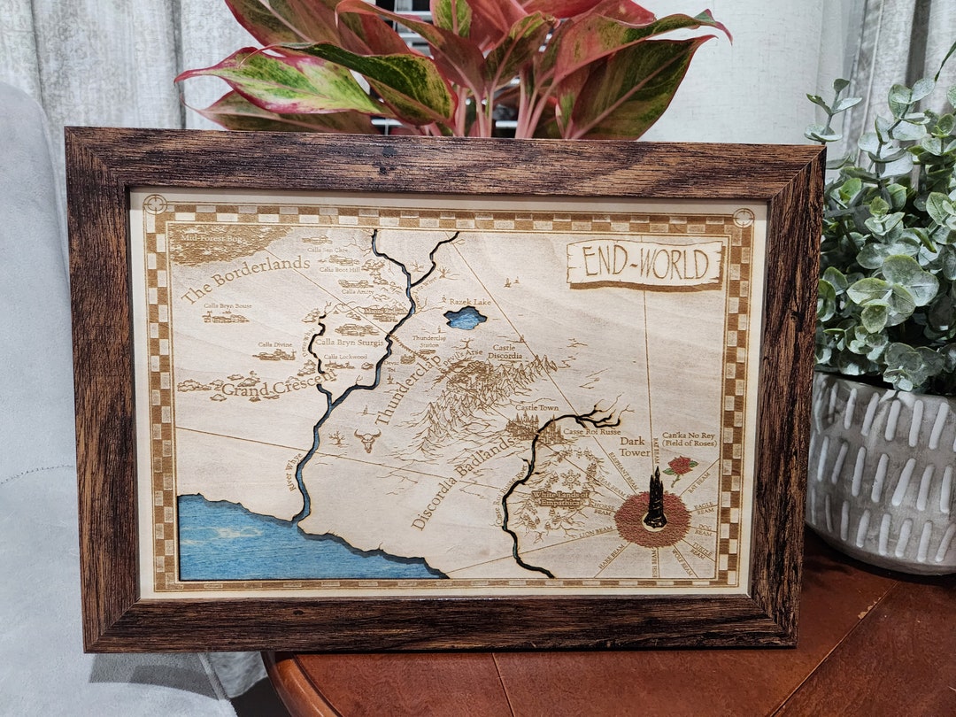 3D Wood Engraved Dark Tower Map End World Map - Etsy