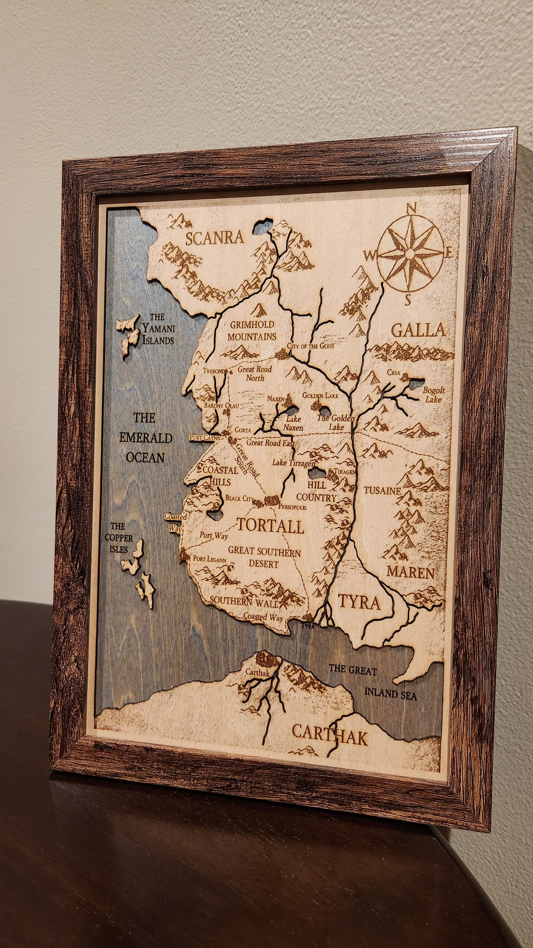 3D Wood Engraved Tortall Map, Song of the Lioness Map - Etsy