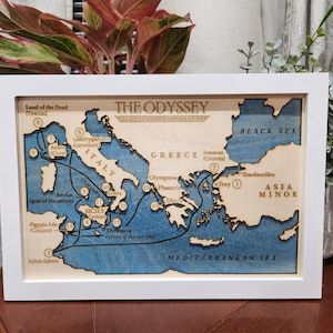 3D Wood Engraved Map of the Odyssey Odyssey Map Ancient Greece Map - Etsy