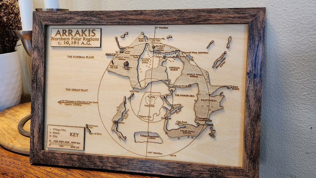 3D Wood Engraved Map of Arrakis Dune Map - Etsy