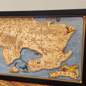 3D Wood Engraved Map of Kanto Pokemon Map - Etsy