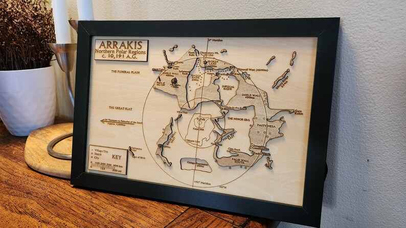 3D Wood Engraved Map of Arrakis Dune Map - Etsy