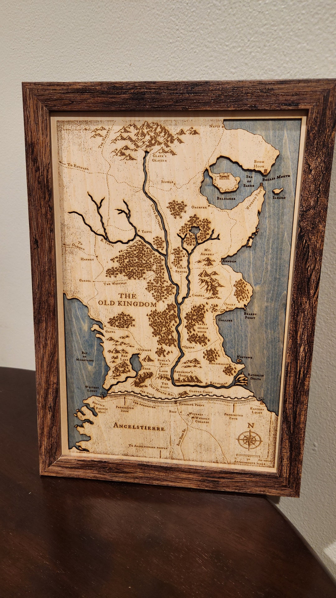 3D Wood Engraved Map From the World of Sabriel Map Old Kingdom Map - Etsy