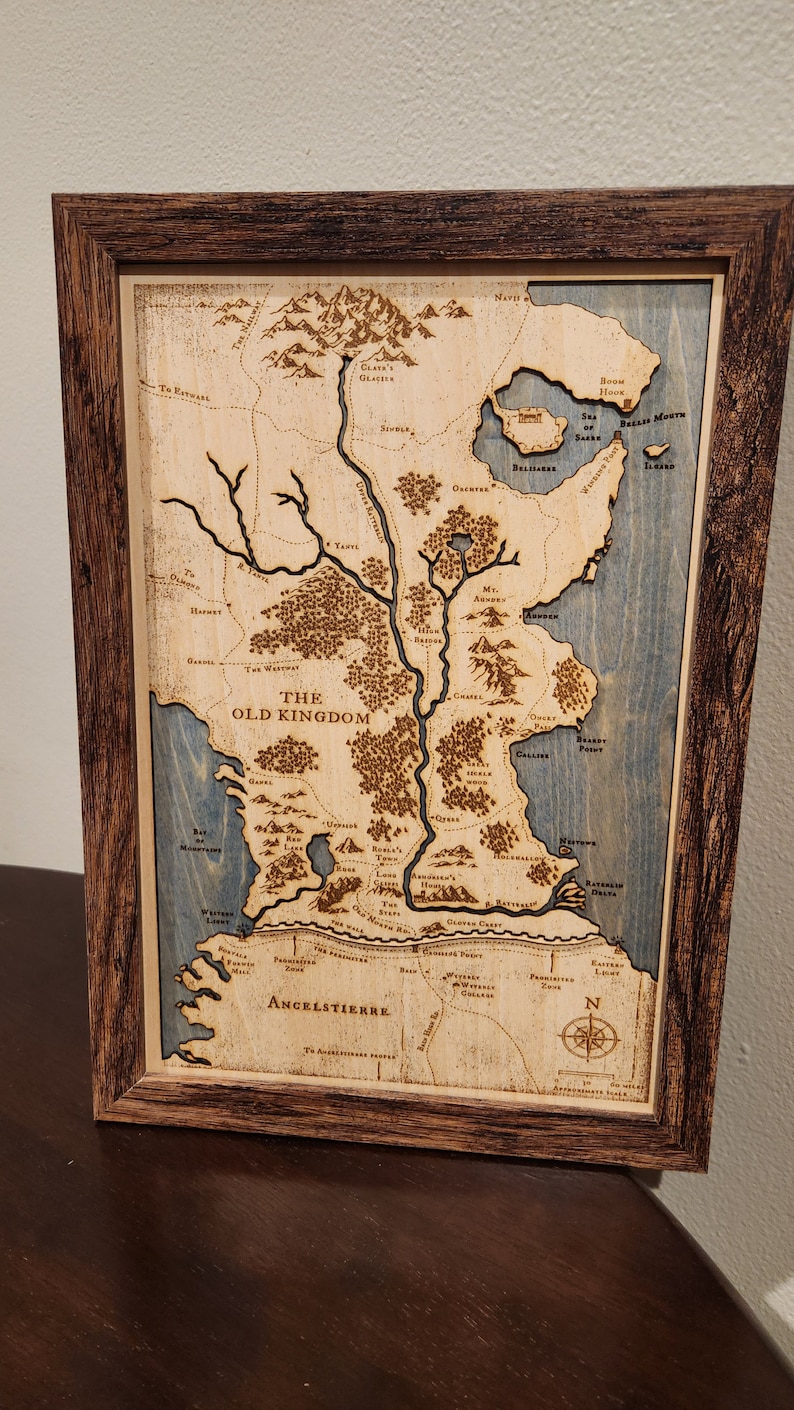 3D Wood Engraved Map From the World of Sabriel Map Old Kingdom Map - Etsy