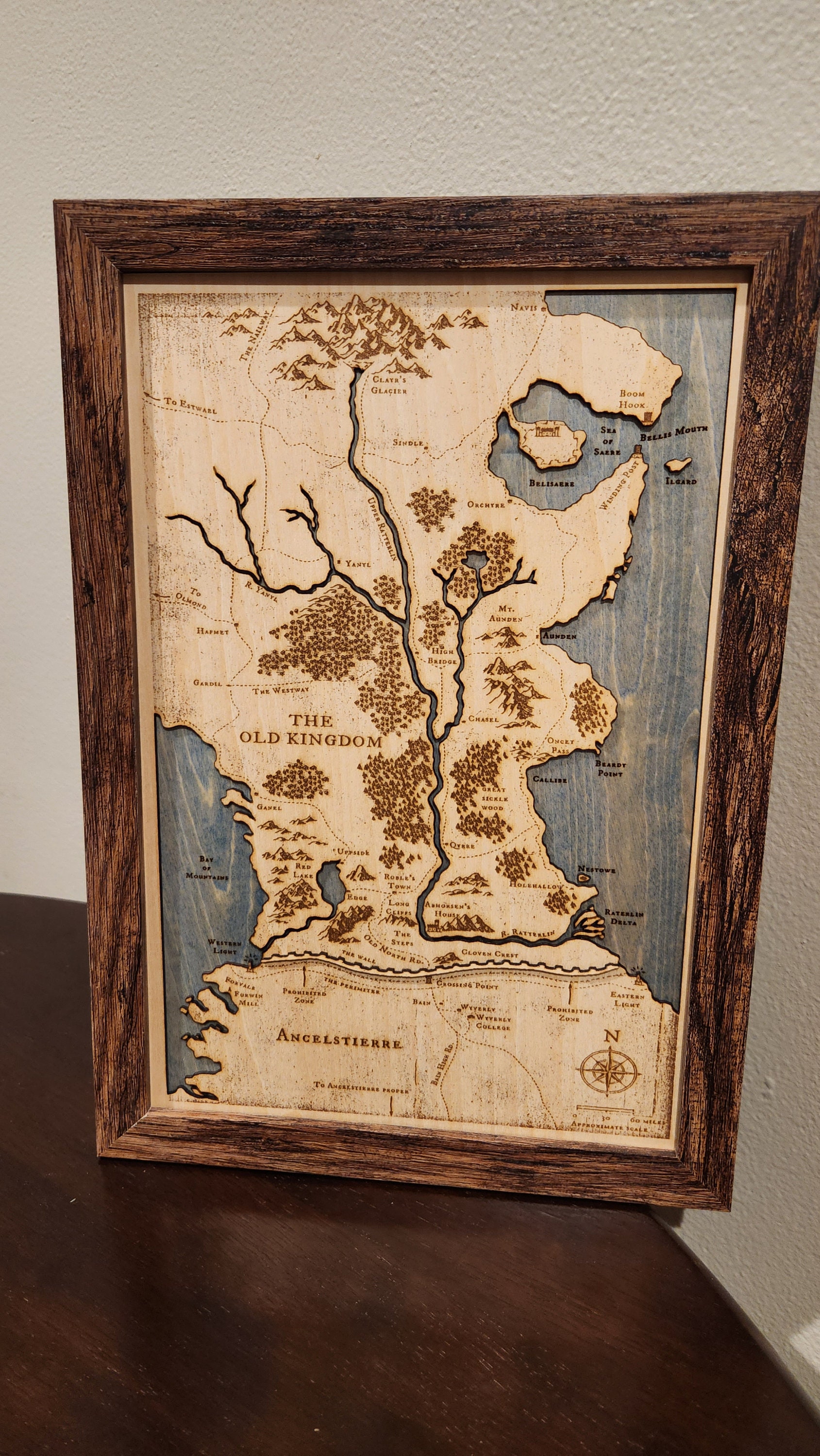 3D Wood Engraved Map From the World of Sabriel Map Old Kingdom - Etsy