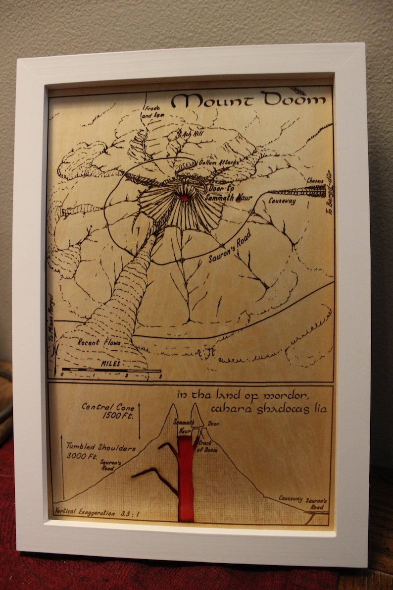 3D Wood Engraved Lotr Map of Mount Doom Map Lord of the Rings - Etsy