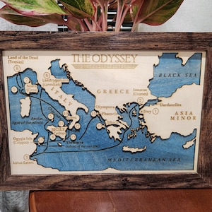 3D Wood Engraved Map of the Odyssey Odyssey Map Ancient Greece Map - Etsy