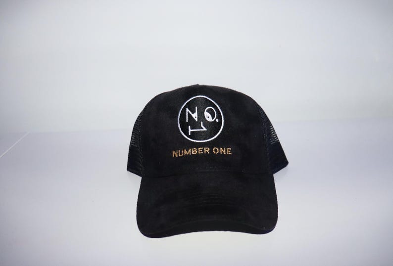 Number One Cap Black Trucker Suede Hat Designer / New Era Adjustable ...