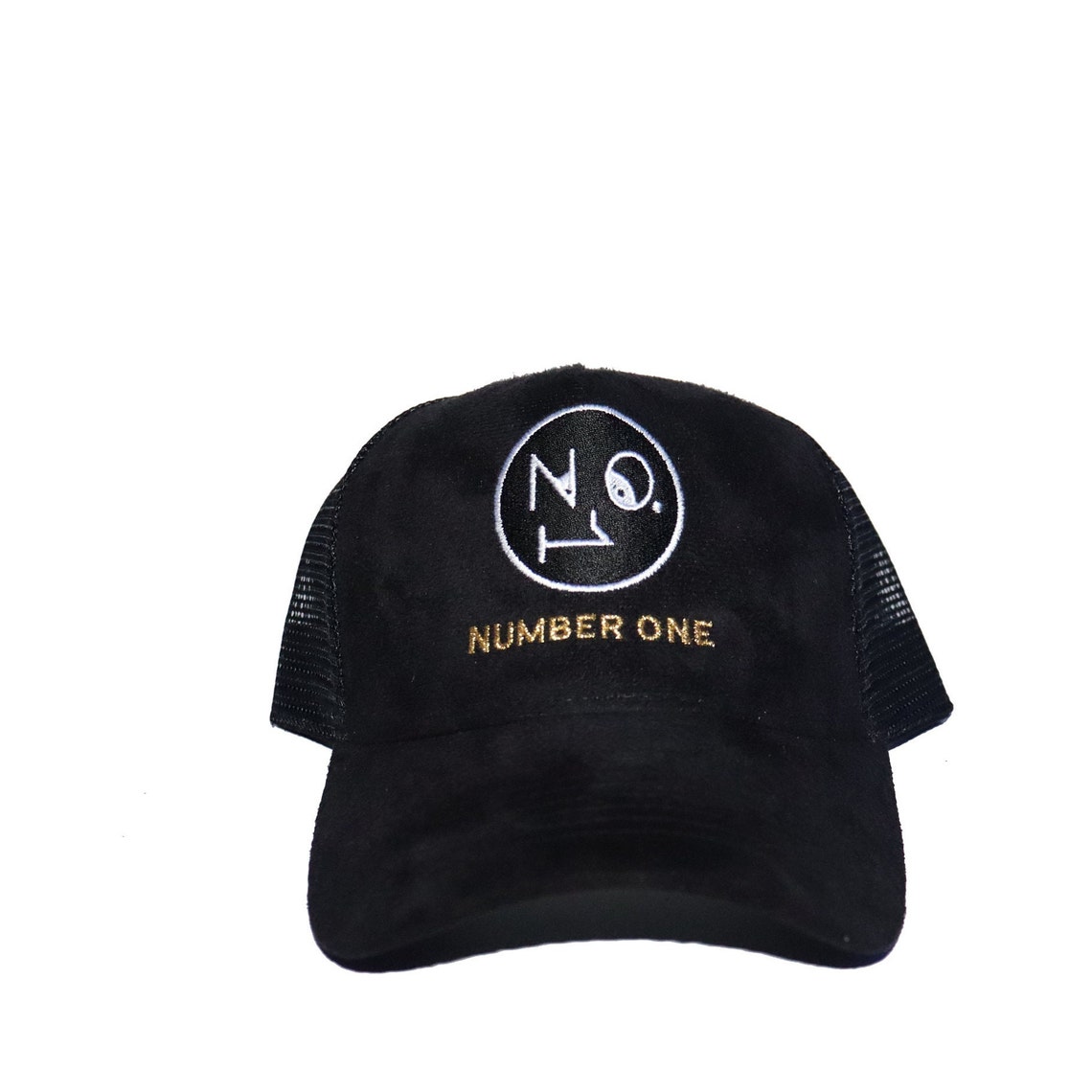 Number One Cap Black Trucker Suede Hat Designer / New Era Adjustable ...