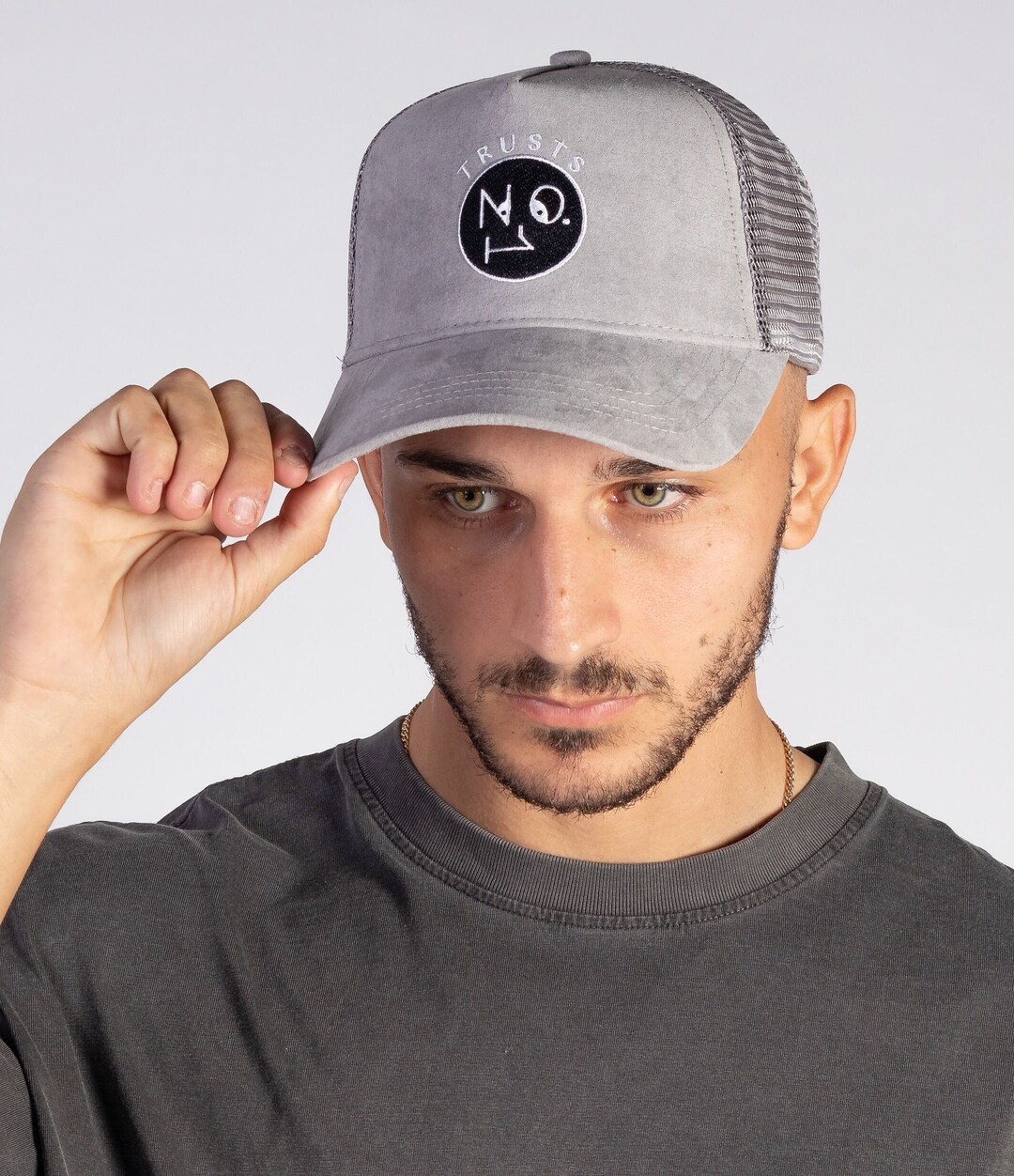 Grey Trust No One No 1 Mesh Trucker Cap Cotton Quality Classic New Era ...