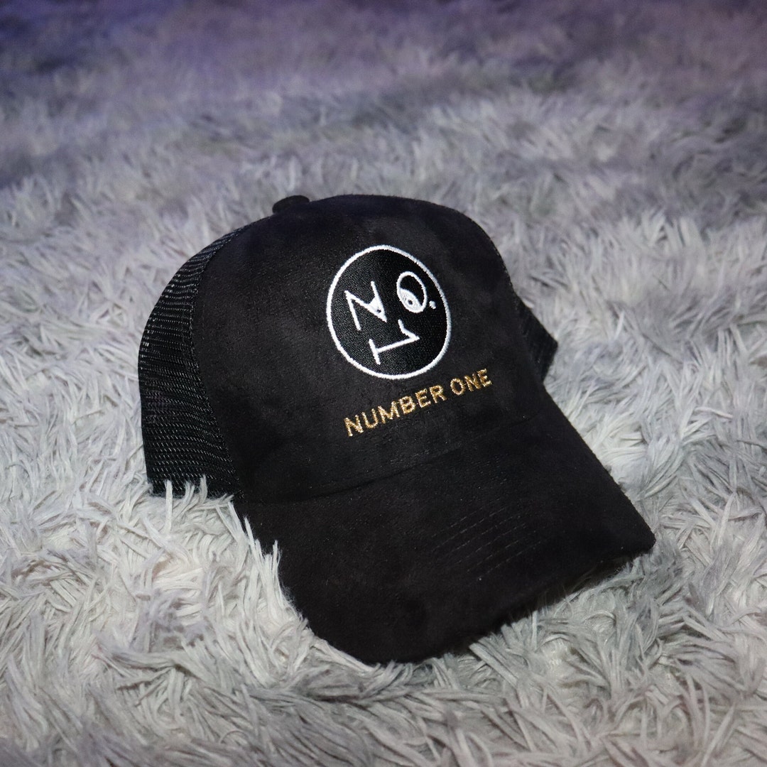 Number One Cap Black Trucker Suede Hat Designer / New Era Adjustable ...